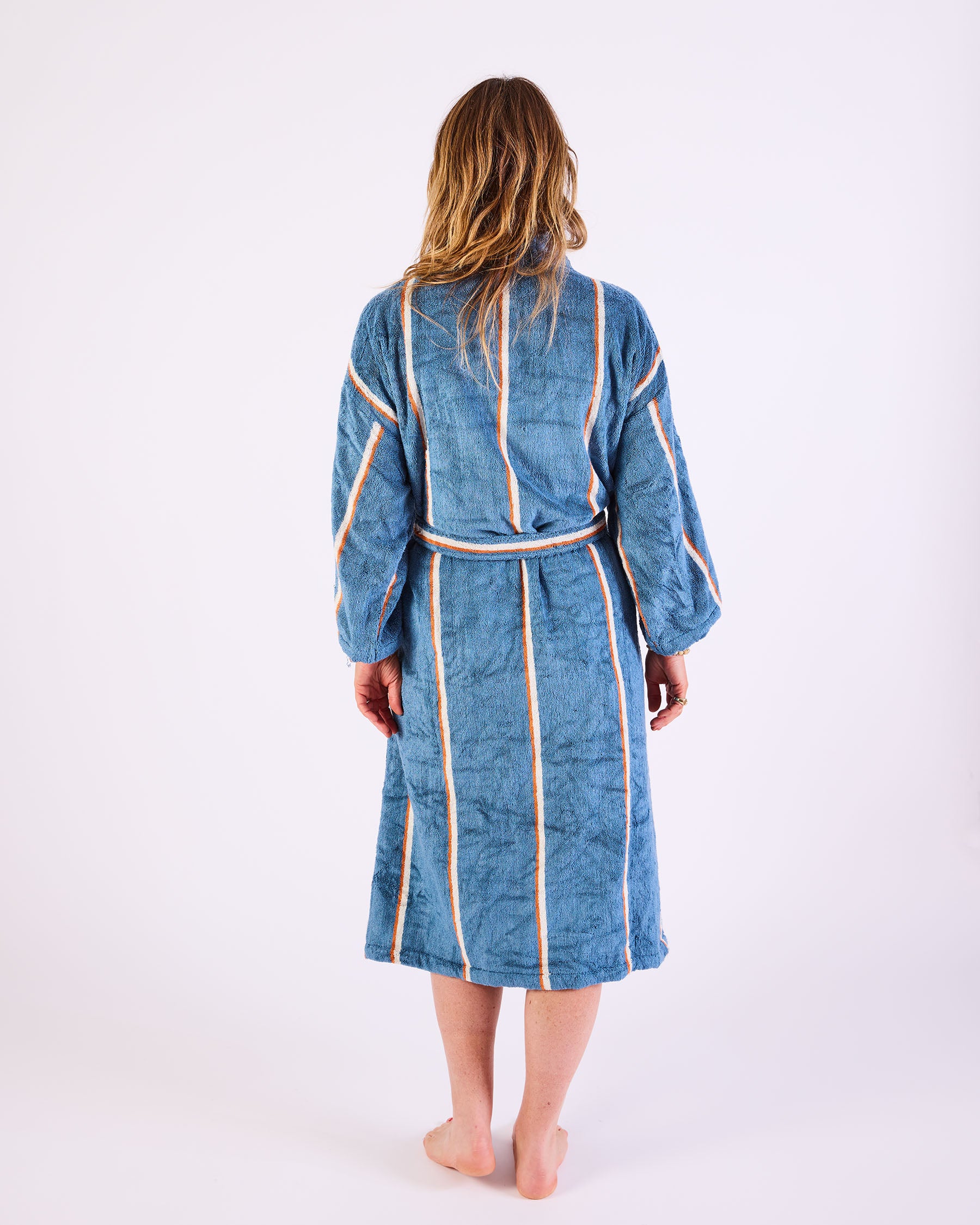 Blue Lagoon Stripe Bamboo Terry Bath Robe – Kip&Co