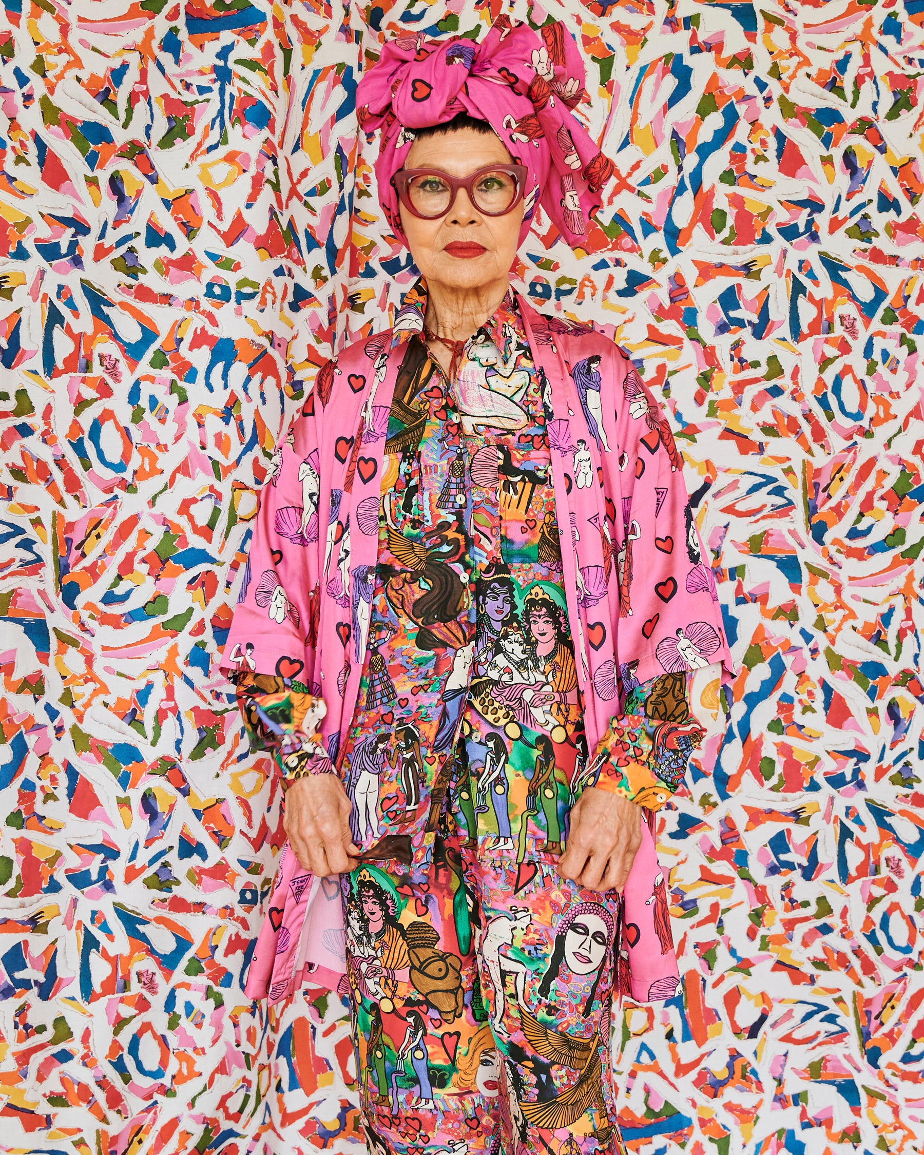 Kip&Co x Jenny Kee Pretty In Pink Eco Satin Robe