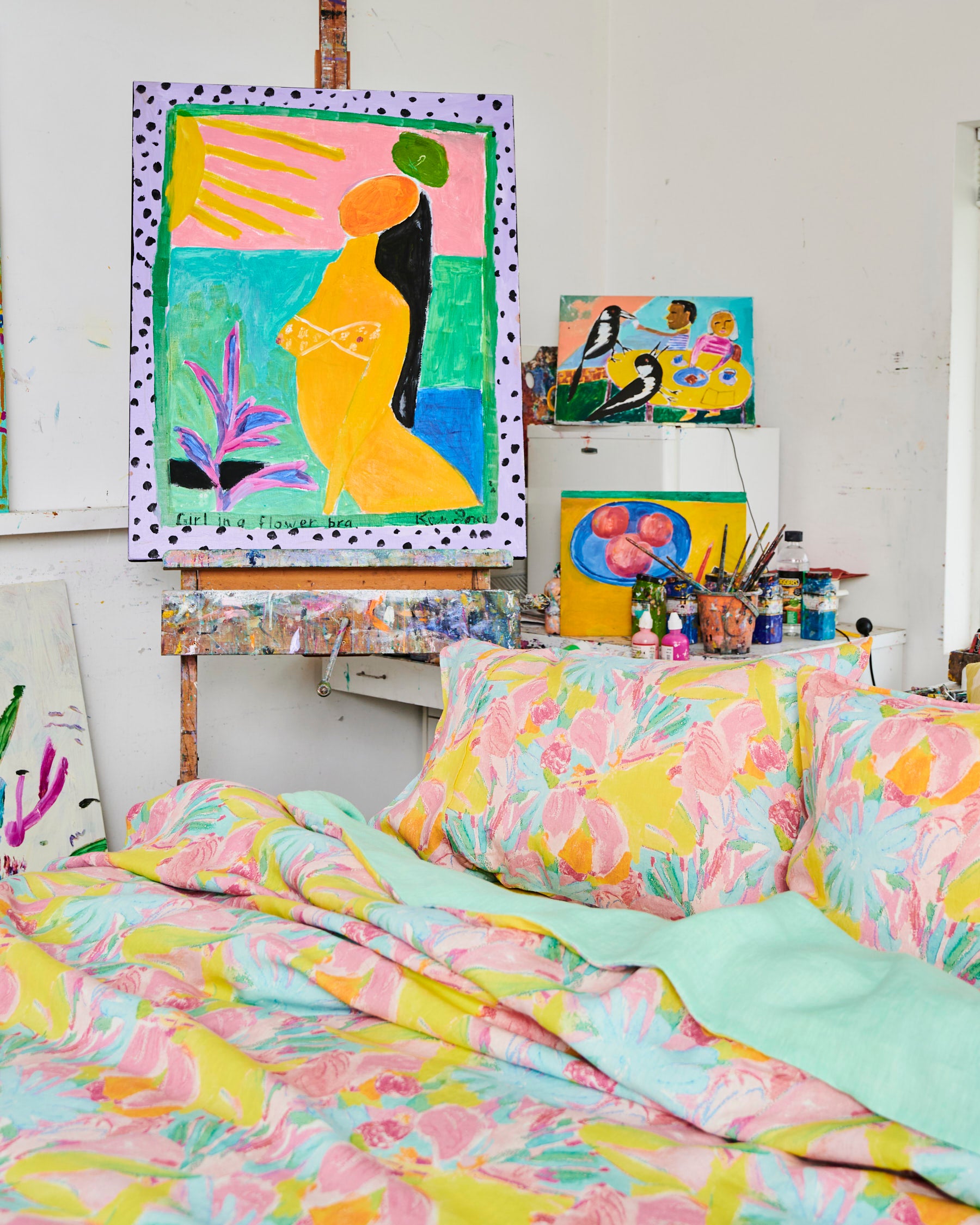 Kip&Co x Ken Done Pastel Blooms Linen Quilt Cover