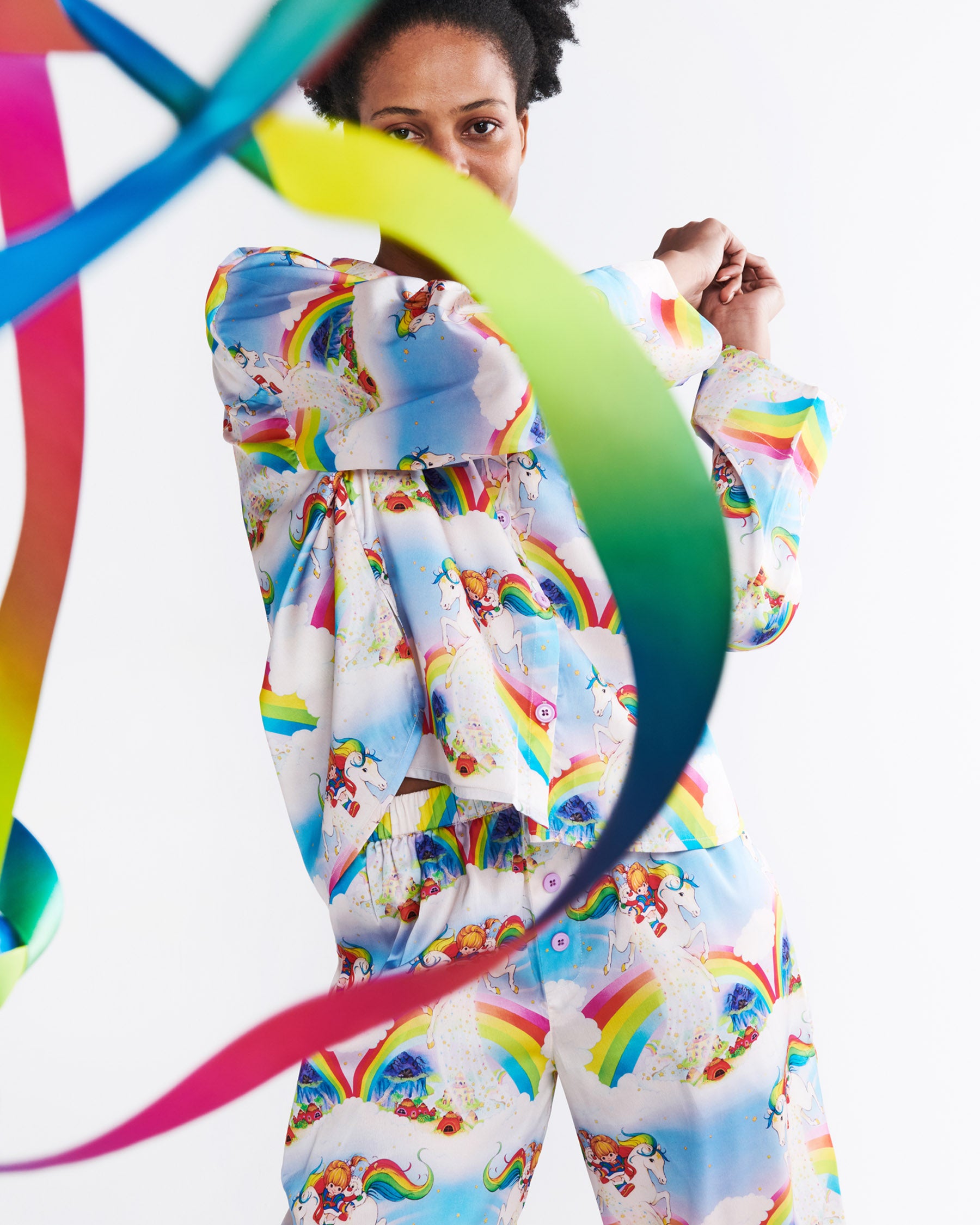 Kip&Co x Rainbow Brite Magic Sky Eco Satin Adult Long Sleeve Shirt & P