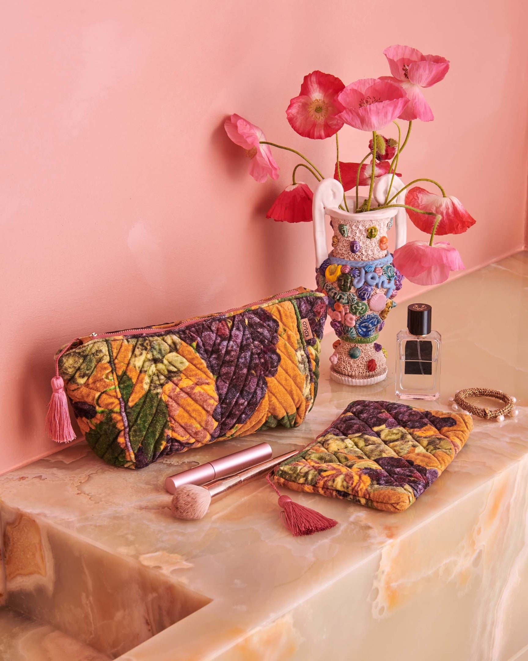Cosmetic Purses | Colourful Cotton Velvet Makeup Pouches – Kip&Co